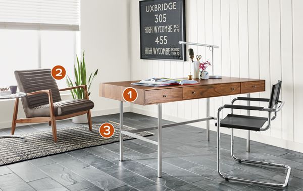 Hudson Desk in Walnut and Stainless Steel - Room & Board